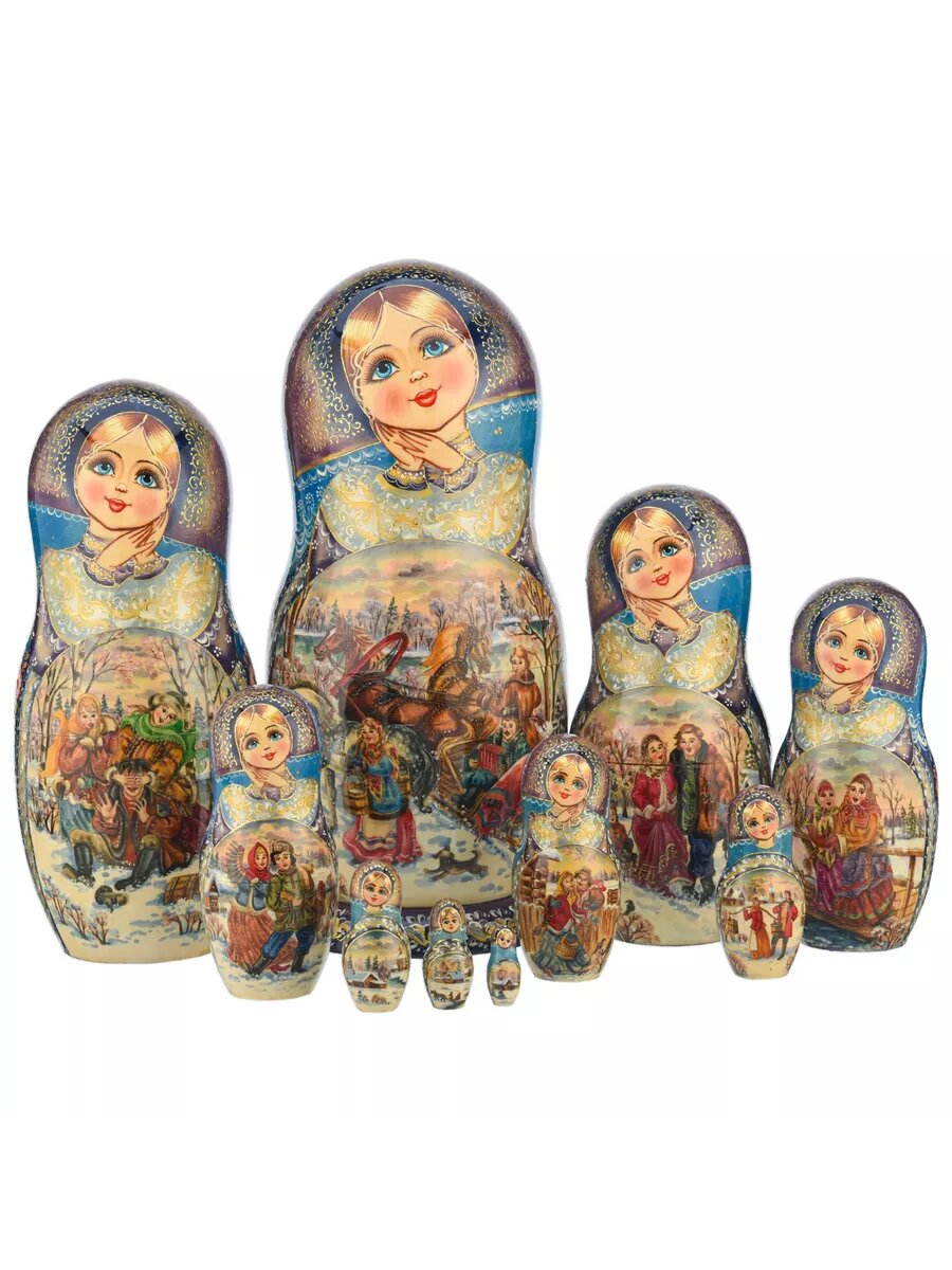 Матрешка "Гуляние. Зима" 10 мест