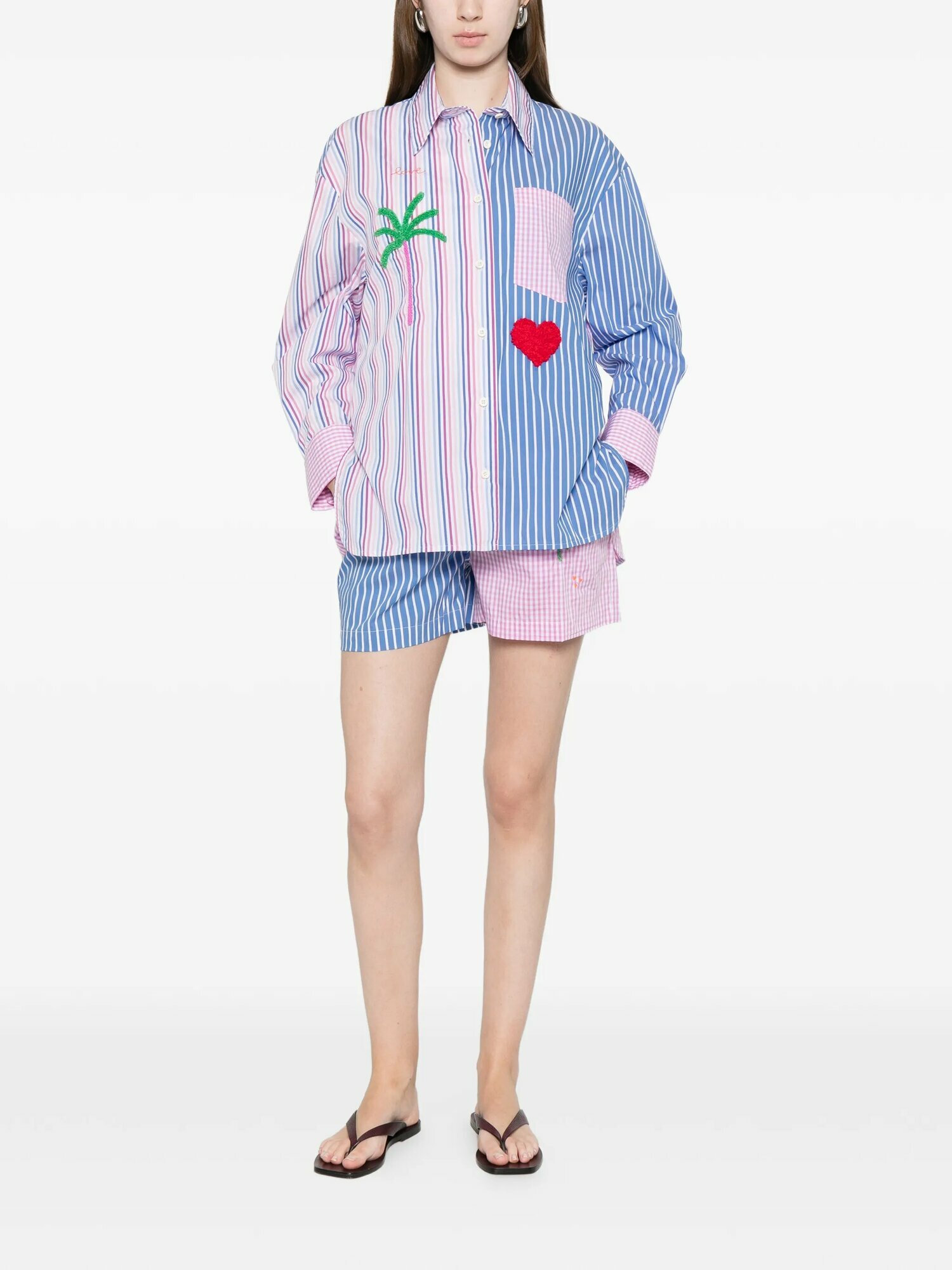 Шорты Susanna Blu Striped embroidered shorts, размер 40, синий — фото 1