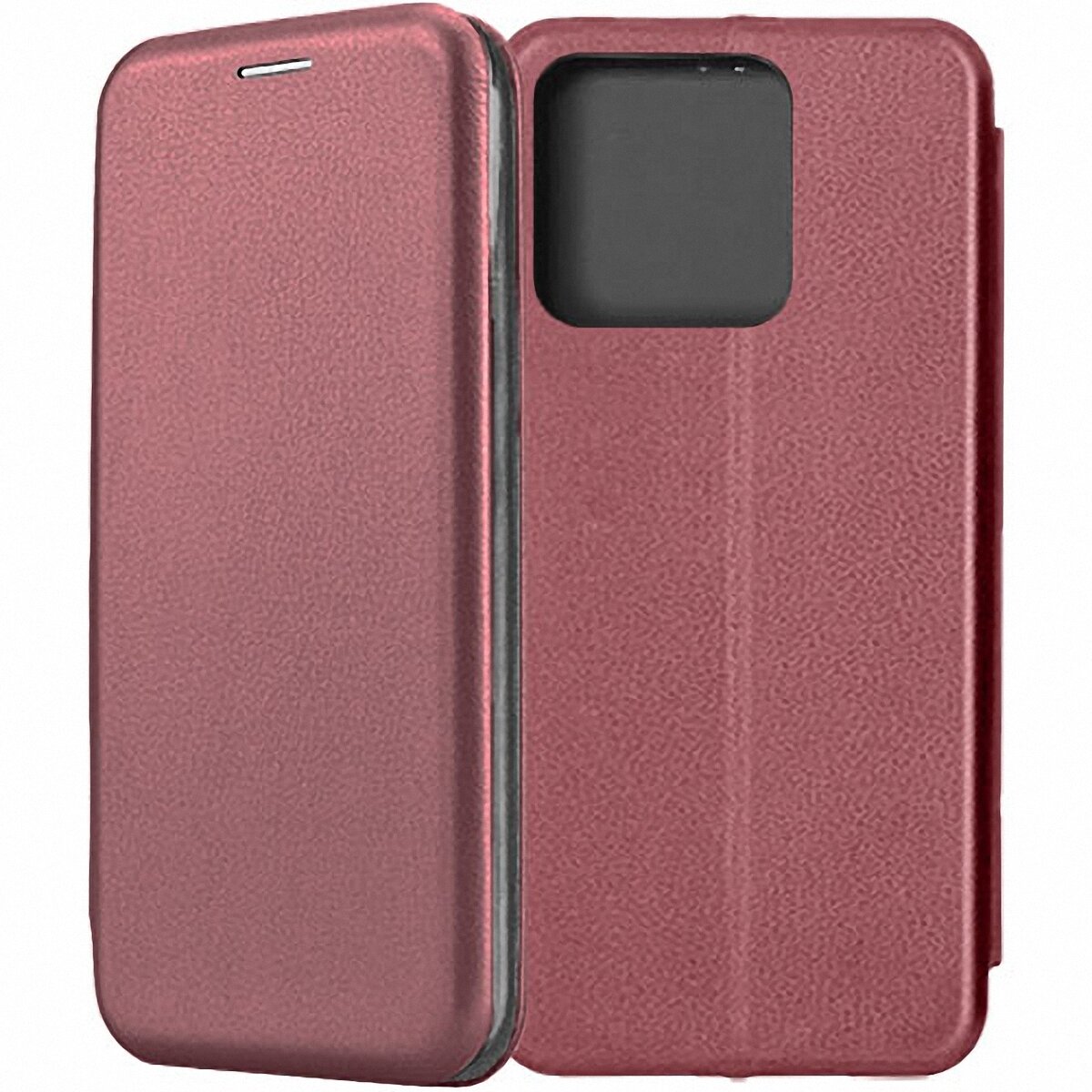 Чехол-книжка для Redmi 10A темно-красный / подставка, отделение для карт