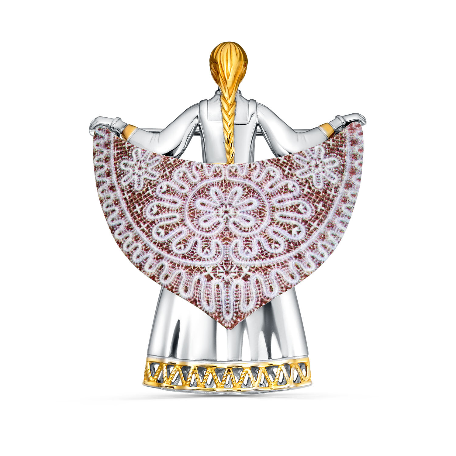 Брошь, серебро, 925 проба, родирование