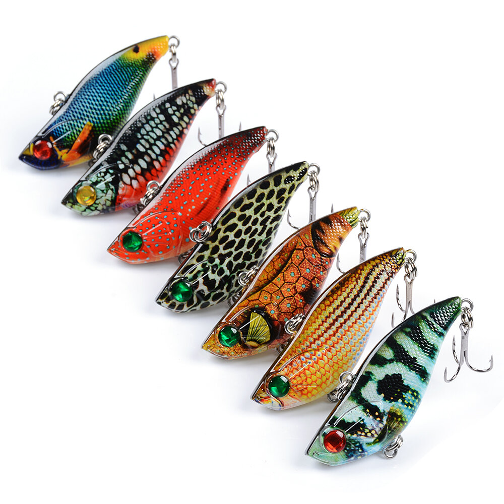 5.8cm VIB Fishing Lures с тройными крючками 3D глазами искусственная твердая приманка для рыбалки ，7 шт.