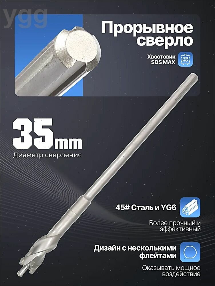 Бур SDS MAX 35-80mmх500mm по бетону проломный резолюкс