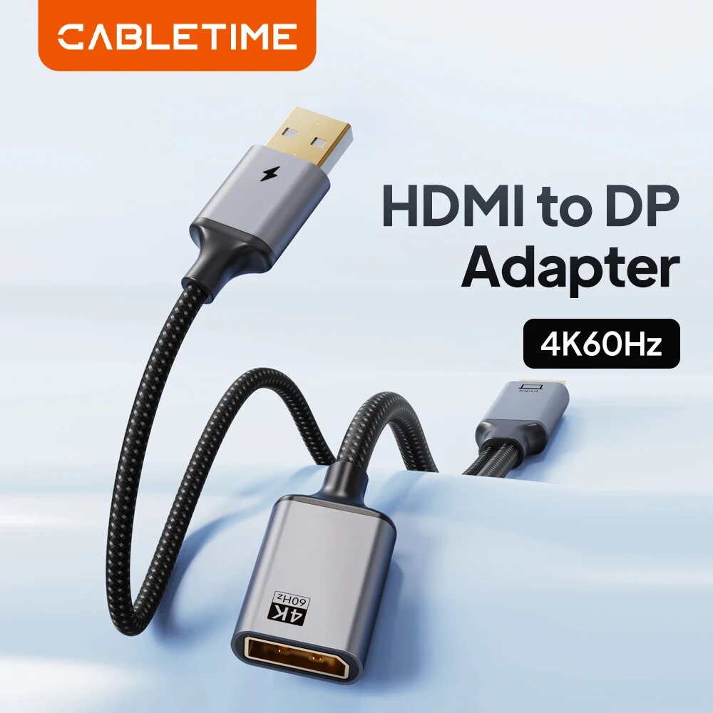 CABLETIME HDMI на DP адаптер 4K 60Гц — фото 1