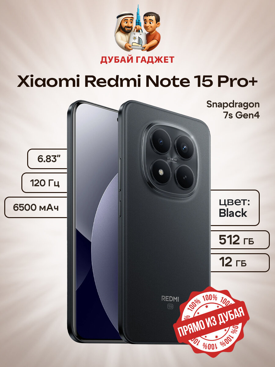 Смартфон Xiaomi Redmi Note 15 Pro+, 12/512 Гб, цвет Black (Черный)