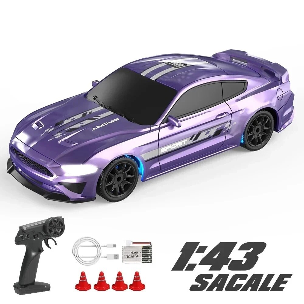 Радиоуправляемая дрифт-машинка 1:43 2.4G, полноприводная, высокоскоростная, для гонок, для соревнований по дрифту, отличный подарок для мальчиков и детей.