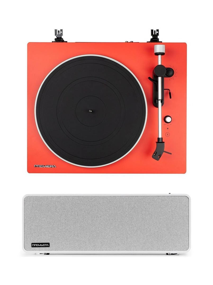 Комплект Premiera проигрыватель ECO BT + активная акустика ES-422A, Красный/Белый