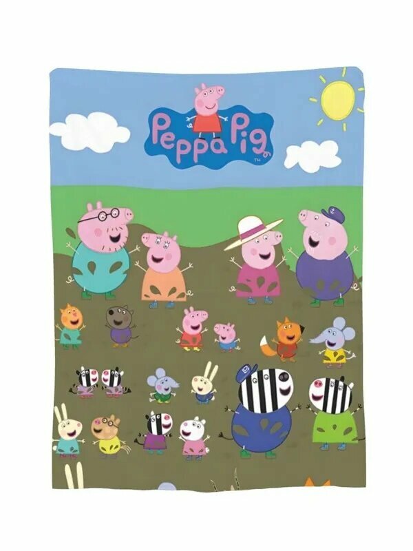 MXEB Плед с фотопринтом Пеппа Пледы Peppa Pig , Фланель, 200 см х 150 см
