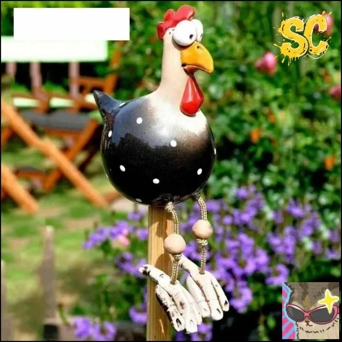 Забавный эксклюзивный цыпленок для декора сада длинноногий