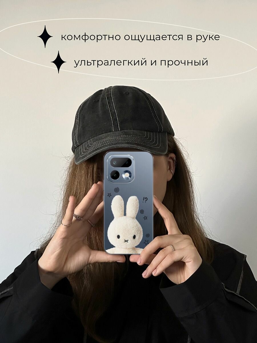Чехол на Realme 16 Pro / Реалме 16 Про с принтом Плюшевый зайка, прозрачный — фото 1