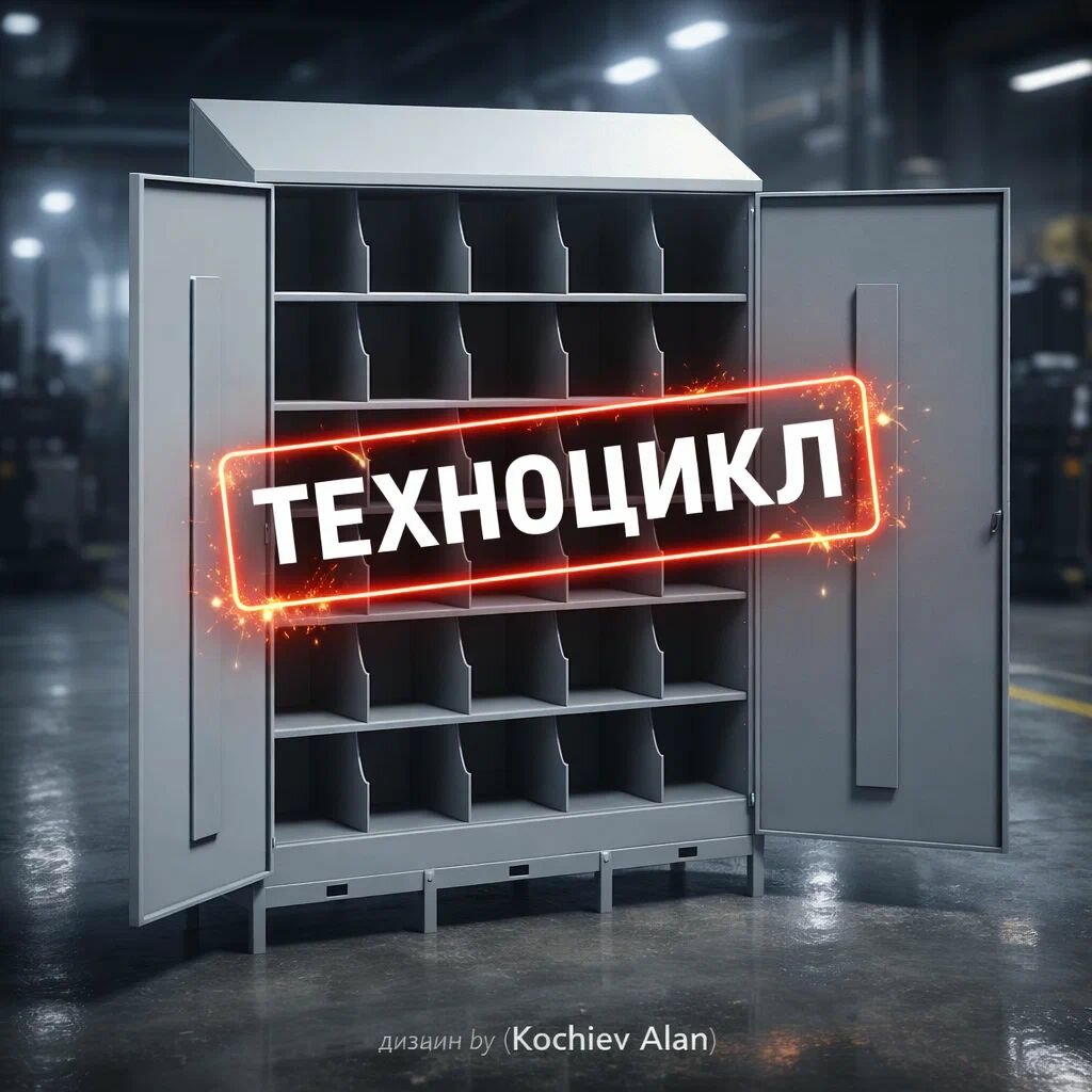 Металлический шкаф для противогазов ХПГ-30-1270 с дверьми, на ножках 1880х1270х380 мм техноцикл