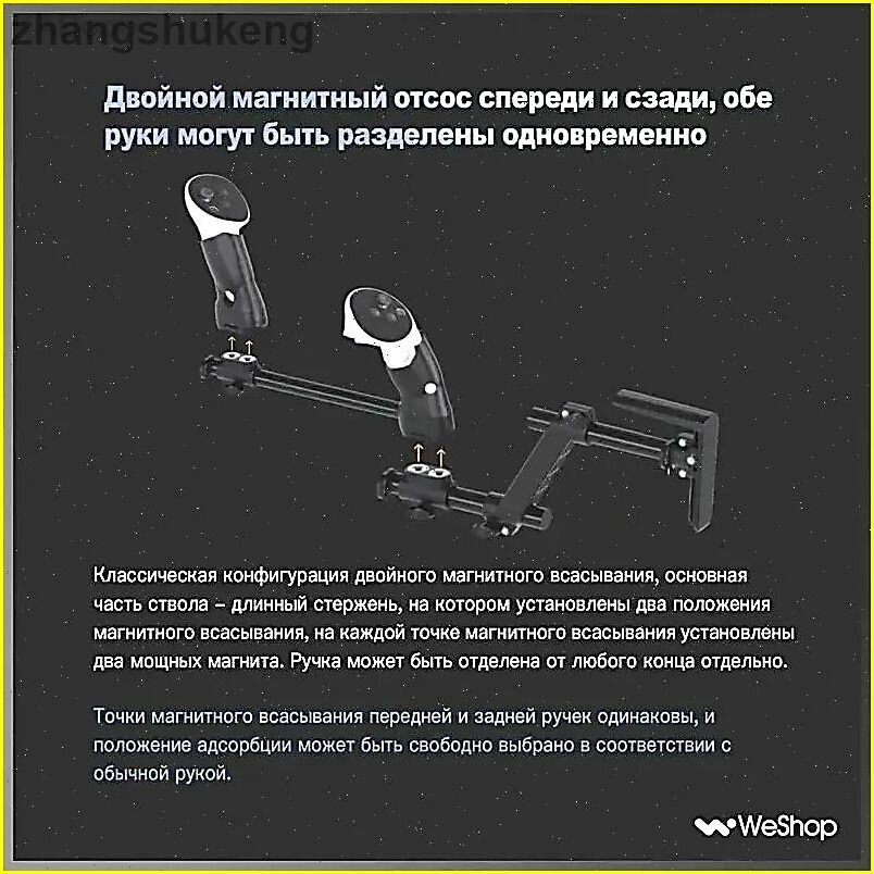 Эксклюзивный магнитный держатель для контроллеров Quest 3, выполненный из карбоновых трубок, объединяет все в одном устройстве