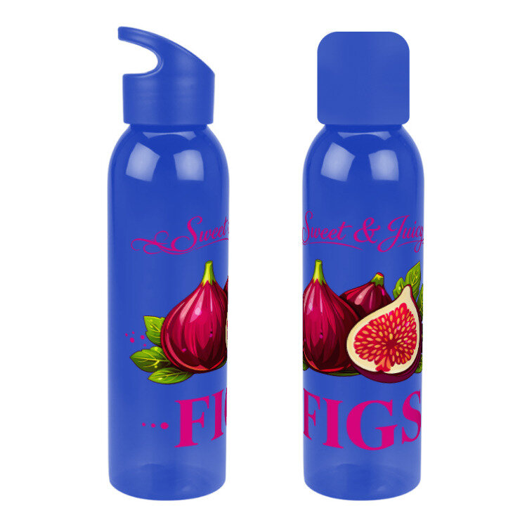 Бутылка для воды «Инжир с надписью Figs, sweet, juicy» (синий)