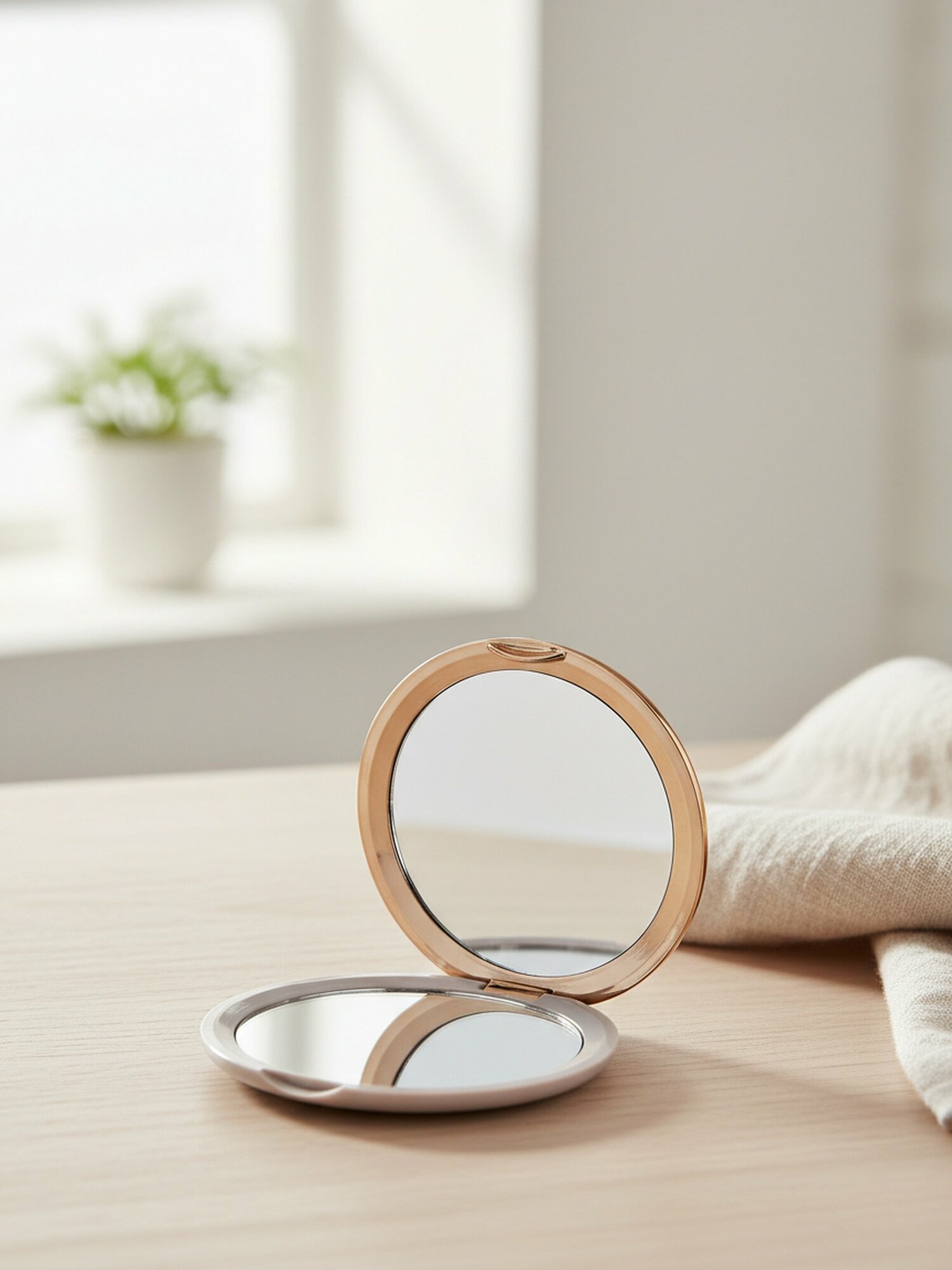 Зеркало карманное круглое 9 см, косметическое складное для макияжа, компактный аксессуар в сумку, Y4-11503