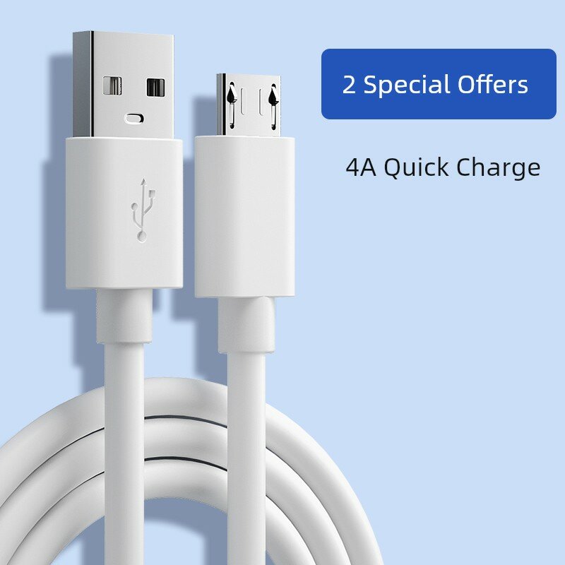 1-метровый белый кабель с быстрой зарядкой 4A Micro USB, универсальный для устройств Huawei Android, в комплекте два
