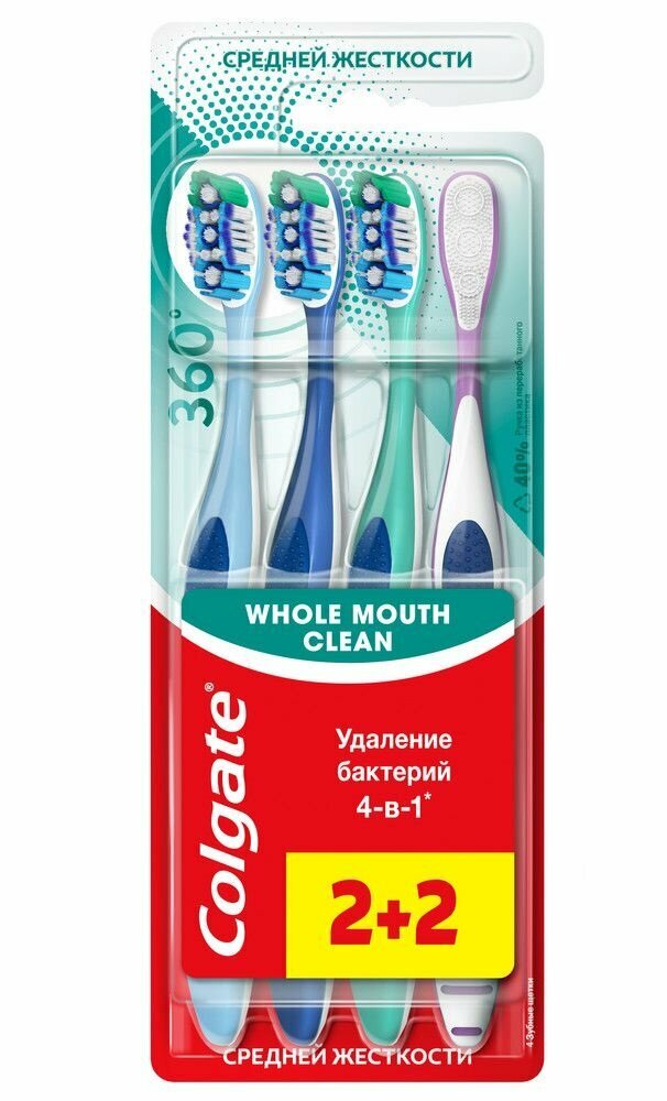 Зубная щетка Colgate 360 суперчистота средняя 2+2 Промо