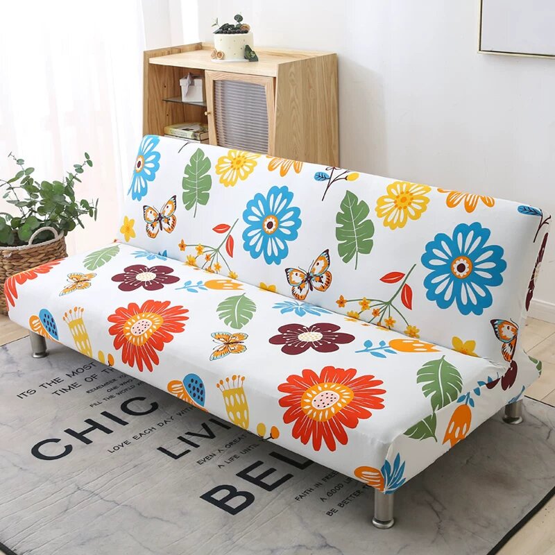 Эластичный чехол-протектор для диван-кровати Floral, подходит для диванов-кроватей 150-190 см, универсальная посадка,