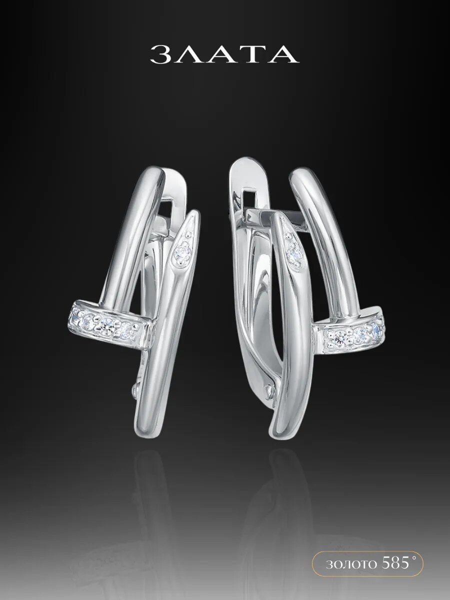 Серьги, 585 проба, фианит