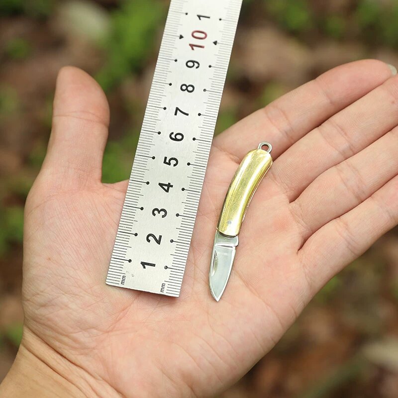 Складной мини-нож из нержавеющей стали с дамасской сталью, ручной работы, для использования на улице, с кольцом для