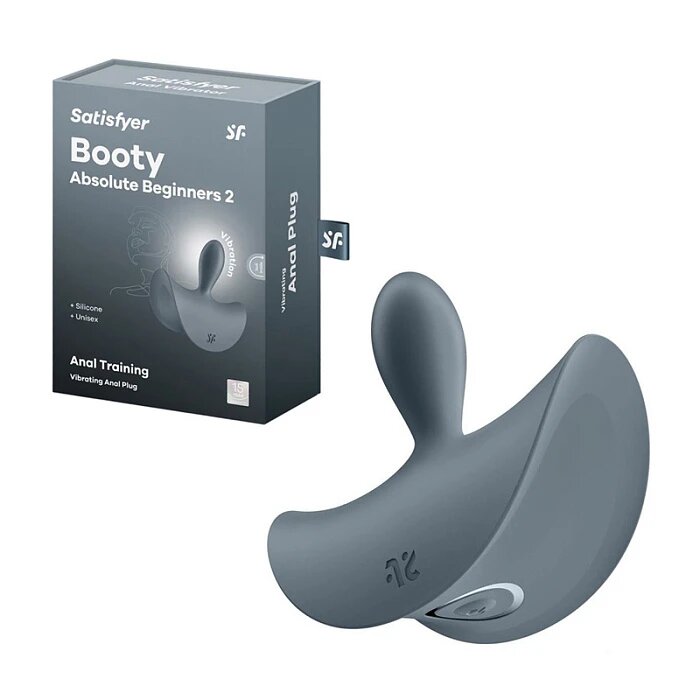 Анальная мини-пробка «Booty Absolute 2» с вибрацией, серая, 12 режимов
