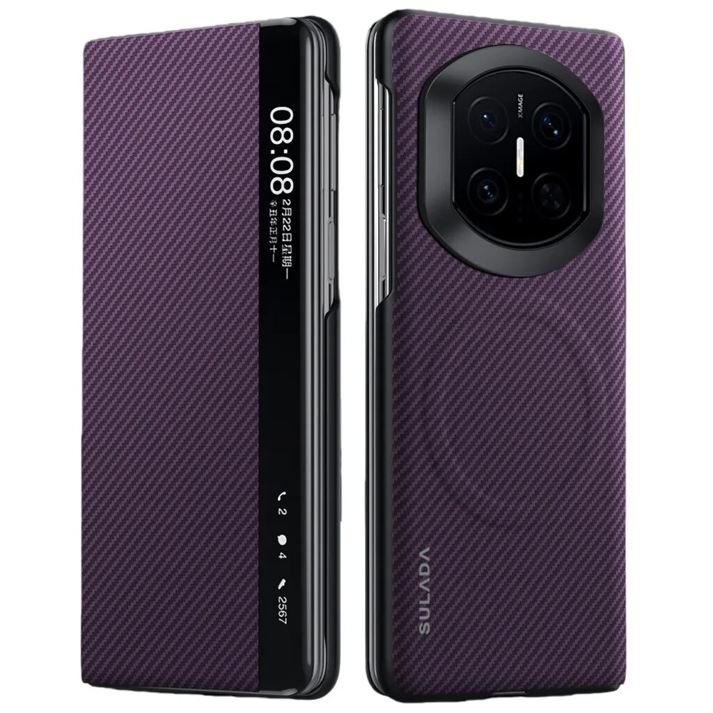 Чехол SULADA для Huawei Mate X7, фиолетовый, кожаный, с окошком