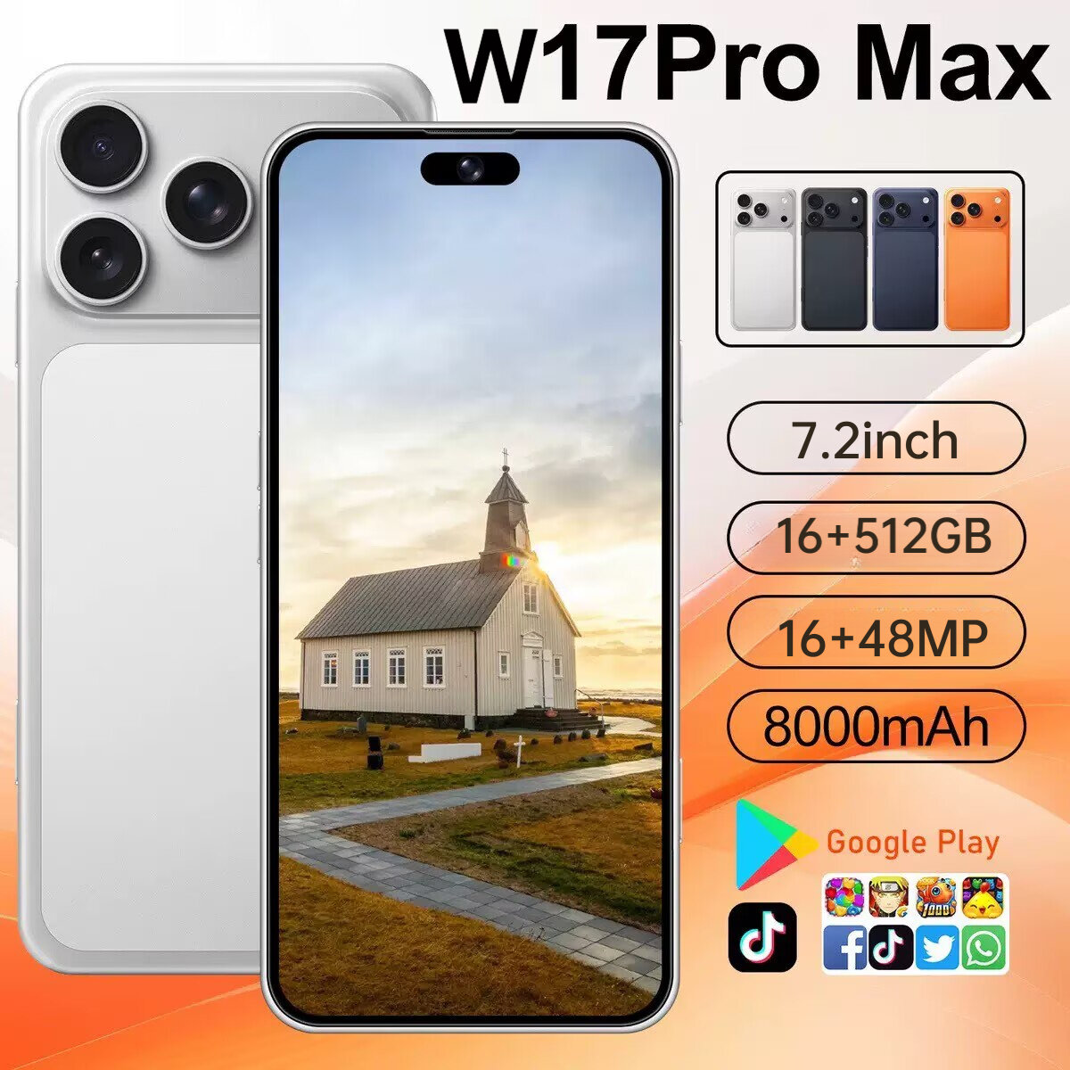 Смартфон JITE W17 Pro Max 16 512 ГБ, двойной SIM-карты, слот для карты TF