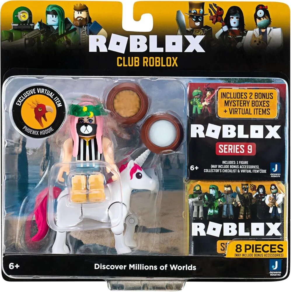 Фигурка Roblox Club Roblox Series 9 с эксклюзивным виртуальным предметом, 8 Pieces, для девочек, ABS пластик
