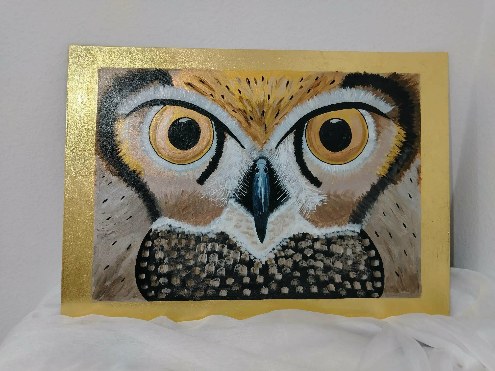 Интерьерная картина, поталь, акрил, ручная работа, 50х70, рамка в комплекте с креплением