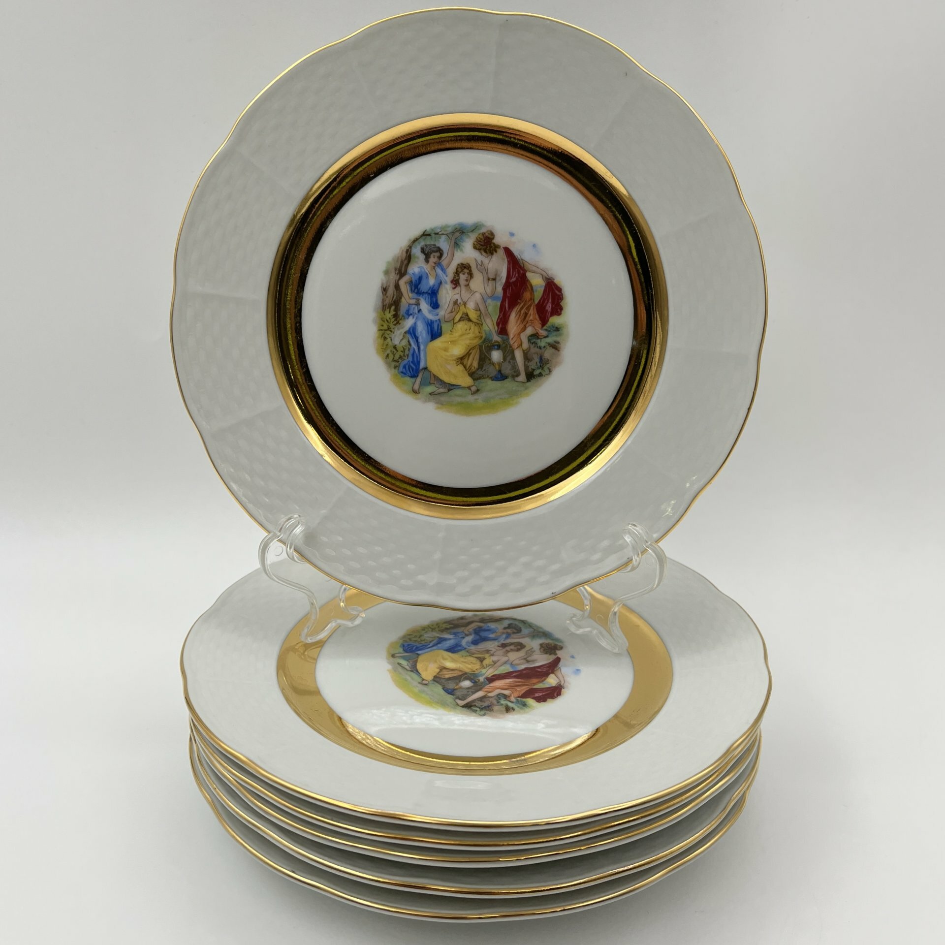 Набор десертных (пирожковых) тарелок "Мадонна" на 6 персон, фарфор, деколь