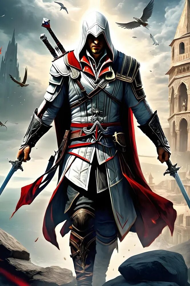 Алмазная Мозаика "Игра Assassin's Creed" 30x40 См, Безрамная, Идеальна Для Дома, Украшения, Подарков.