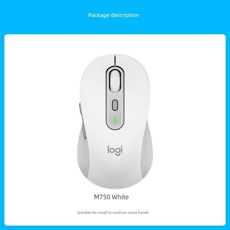 Беспроводная Bluetooth-мышь Logitech M750/L, бесшумная, для офиса, компьютера, ноутбука Apple, с адаптером-приемником.