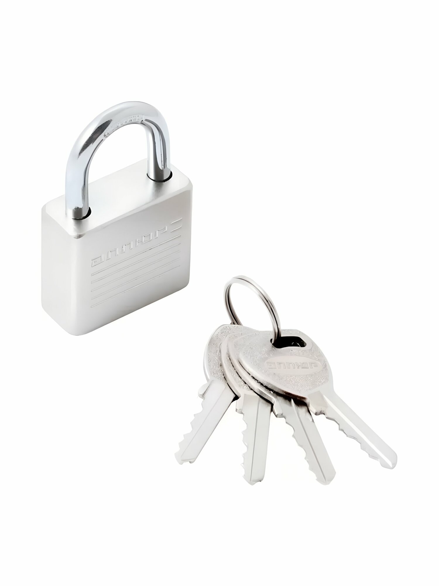 Замок навесной Аллюр ВС1Ч-032, 32 мм, цилиндровый механизм, хром, 4 ключа, автоматическое запирание, надежная защита имущества