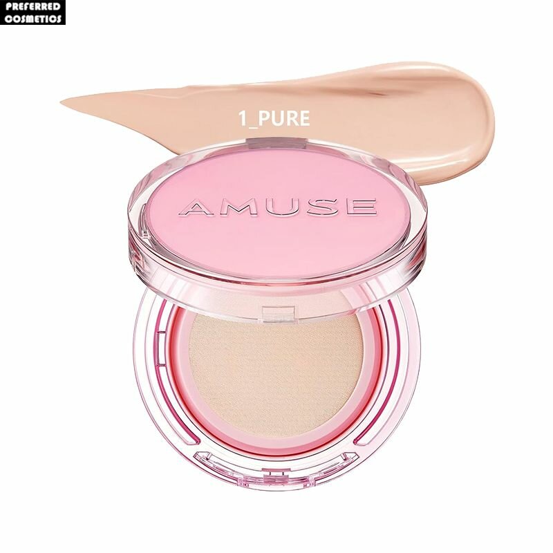 Amuse SEOUL DEW POWER VEGAN CUSHION прозрачный розово-бежевый сияющий, стойкий, двойное покрытие, чистая красота, легкий, естественный вид, основа для чувствительной кожи, увлажняющая подушка