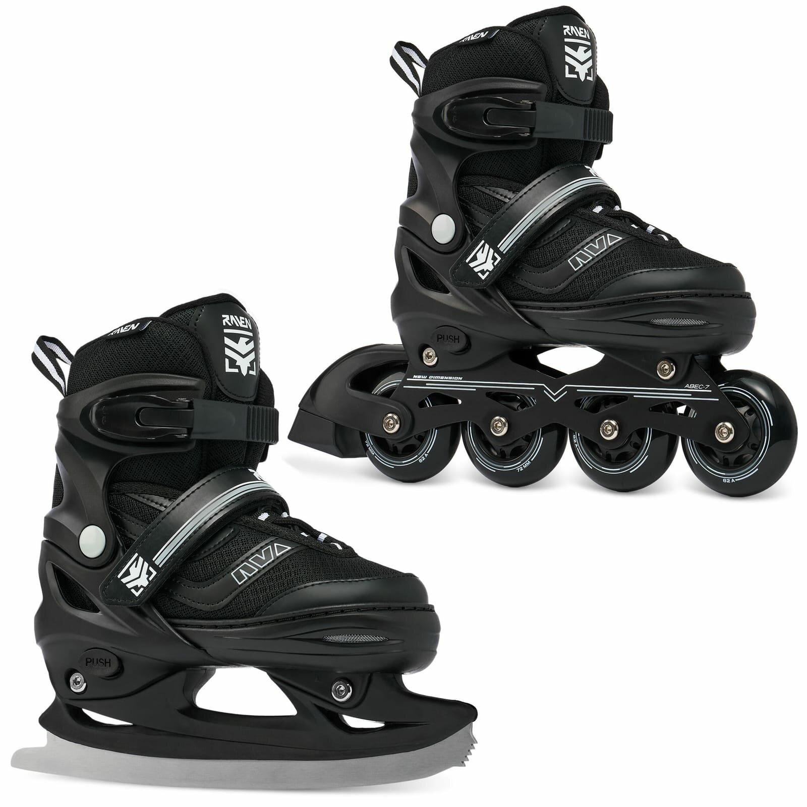 DECATHLON ролики Raven Drill, черный, размер 34-37, колеса 72 мм