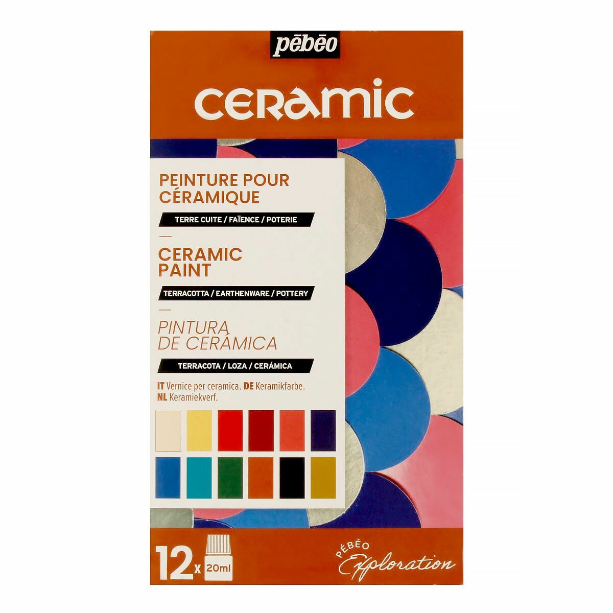 Pebeo Набор красок Ceramic "Исследование" по керамике и металлу 12 цв. х 20 мл