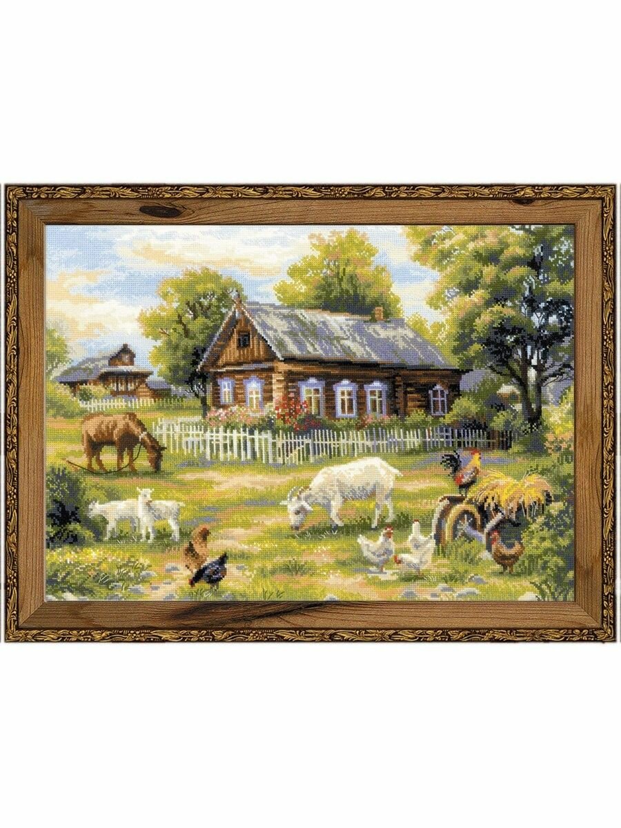 Набор для вышивки Amishop "Сельский полдень" 14 CT, вышивка крестом, 275x193 ст, 35x50 см, 30 цветов, Riolis 1501