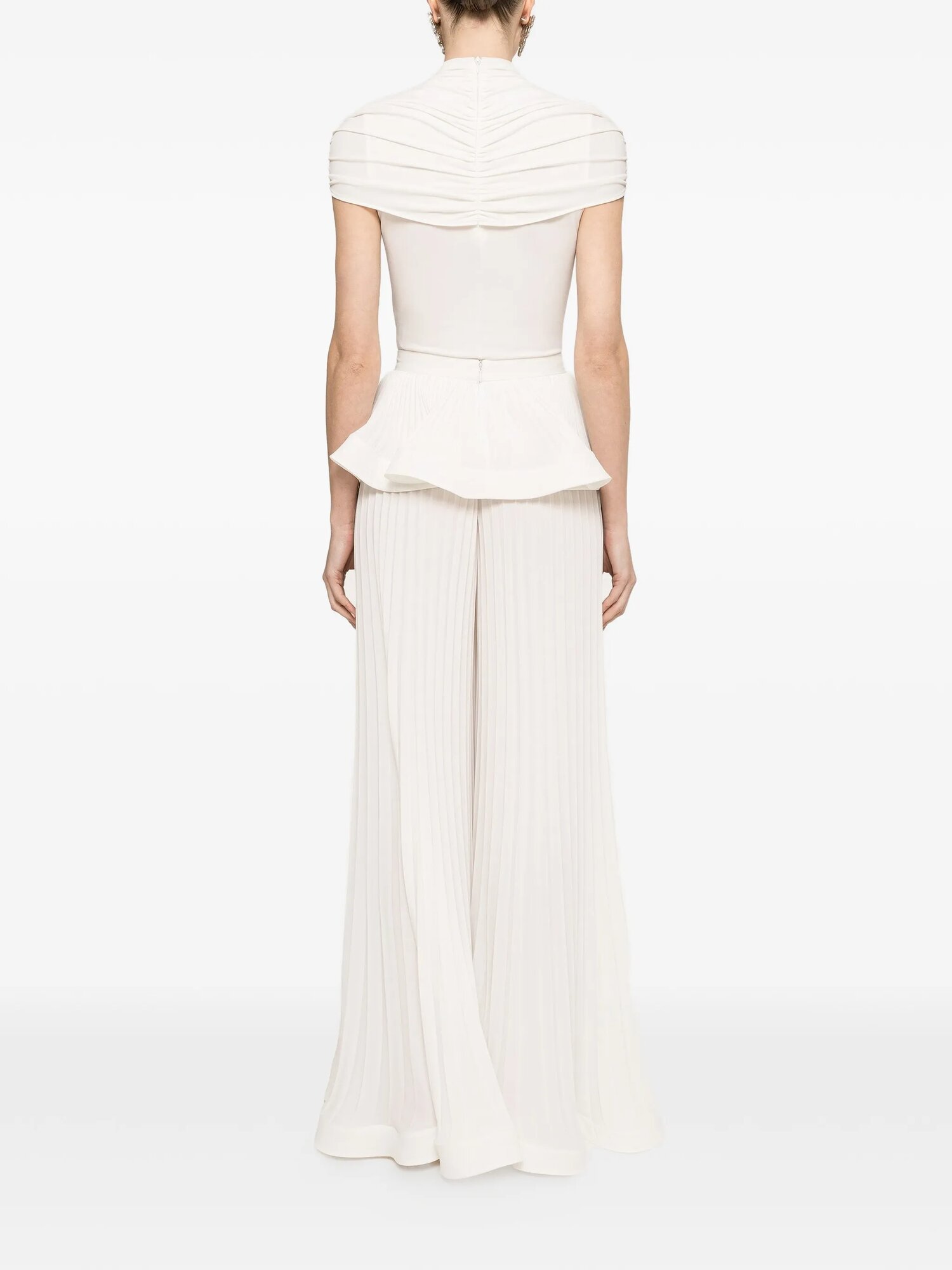 Брюки палаццо Nissa Pleated palazzo pants, размер 36, бежевый/белый — фото 1