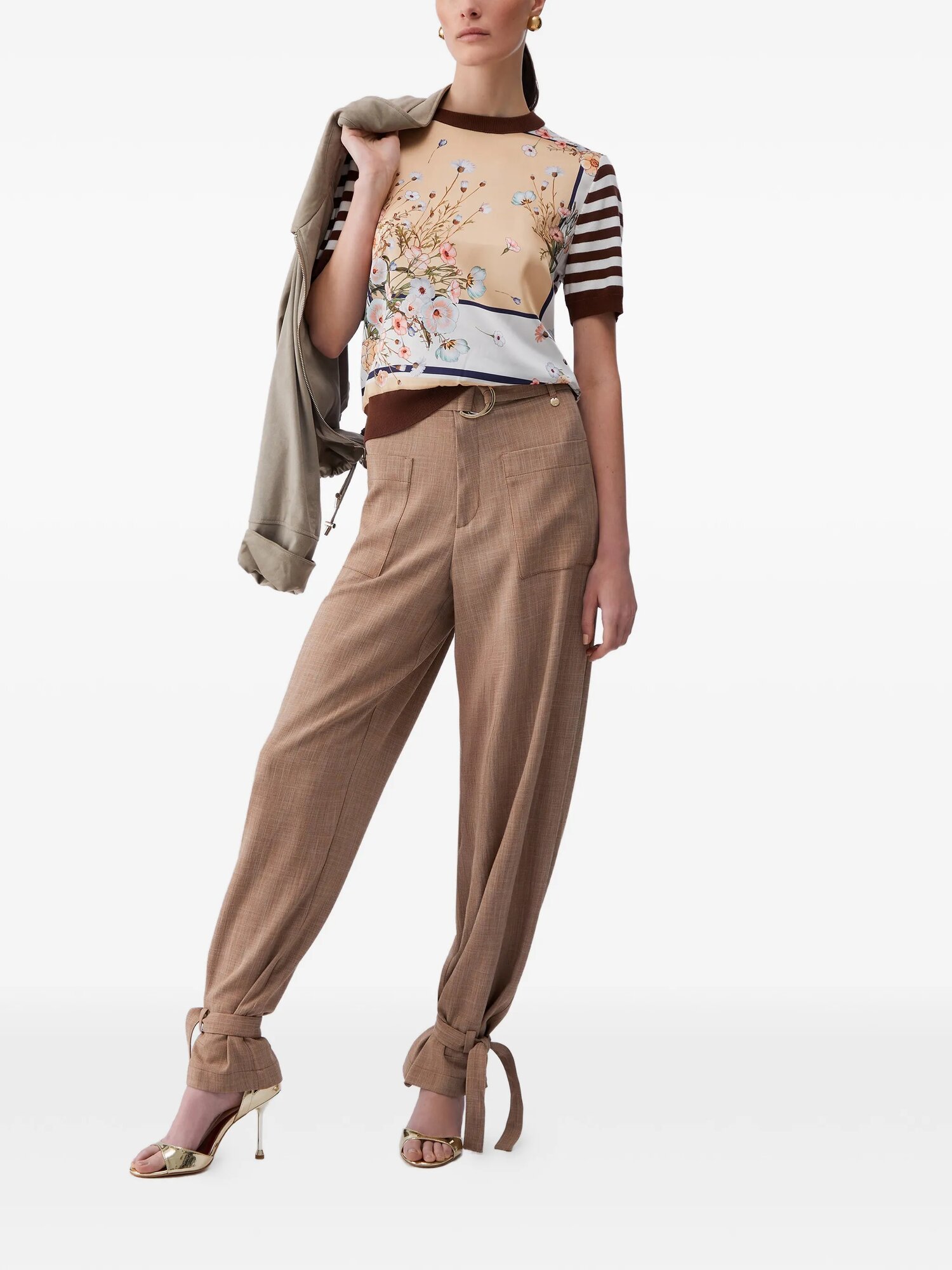 Брюки LIU JO Belted trousers, размер 46, разноцветный — фото 1