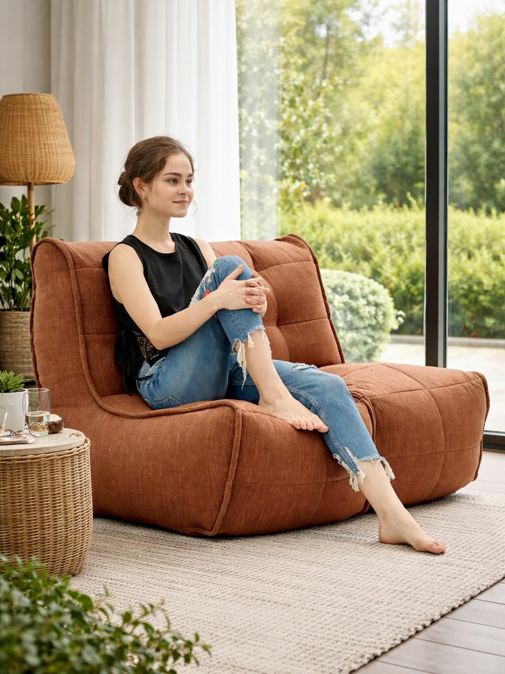 Крайние секции для модульного дивана aLounge - Twin Couch - Terra Cocta (шенилл, терракотовый) - возможность собрать диван под свой размер
