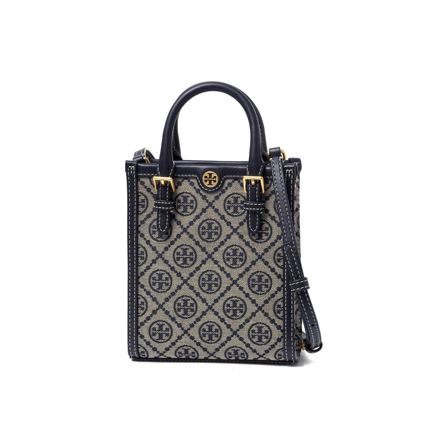 Сумка Tory Burch T Monogram, фактура тиснение, marine blue — фото 1