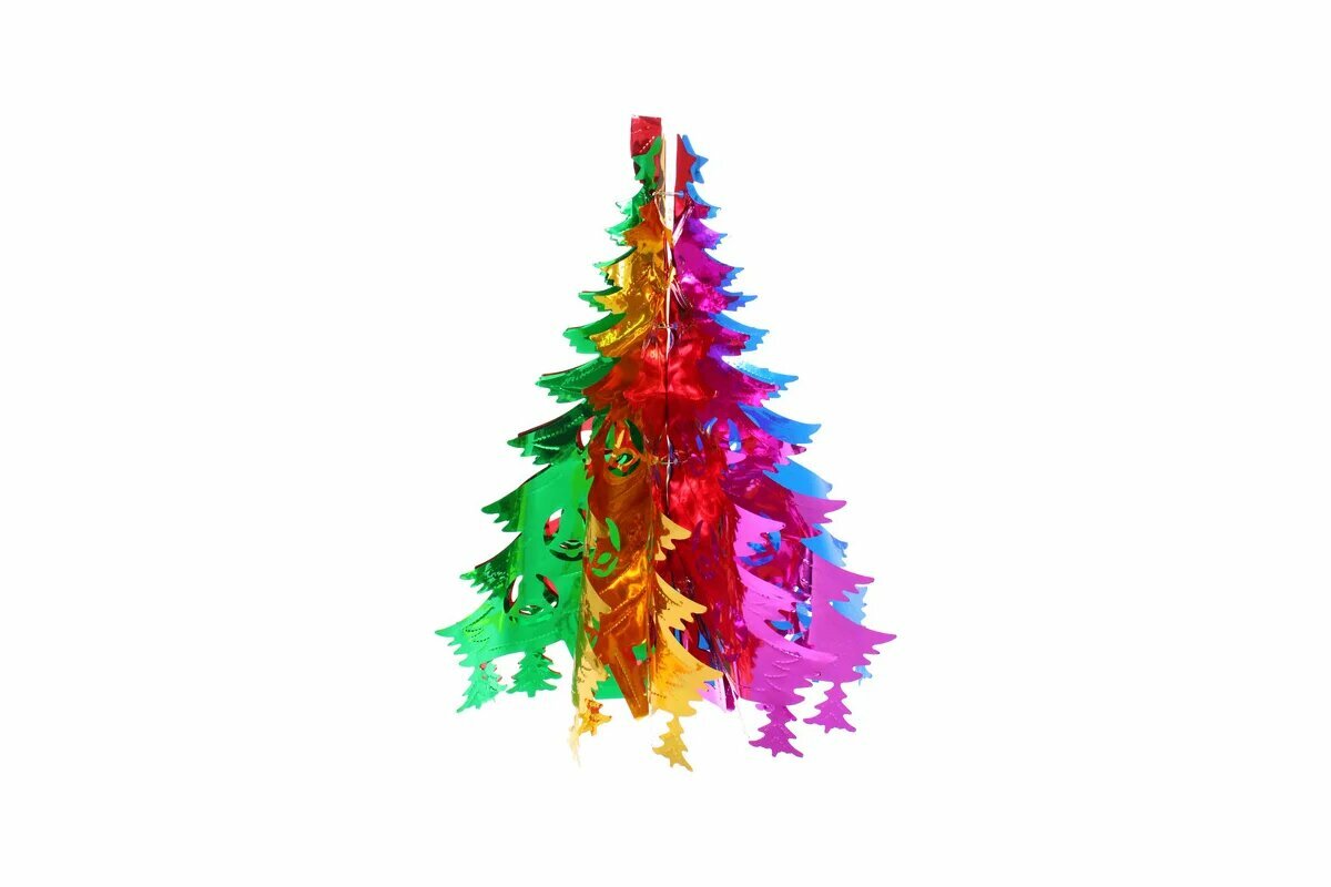 Украшение фольгированное Серпантин «Волшебная ёлочка» d‑40 см, разноцветный, материал – фольга, длина 100 мм, ширина 400 мм, крепление подвес