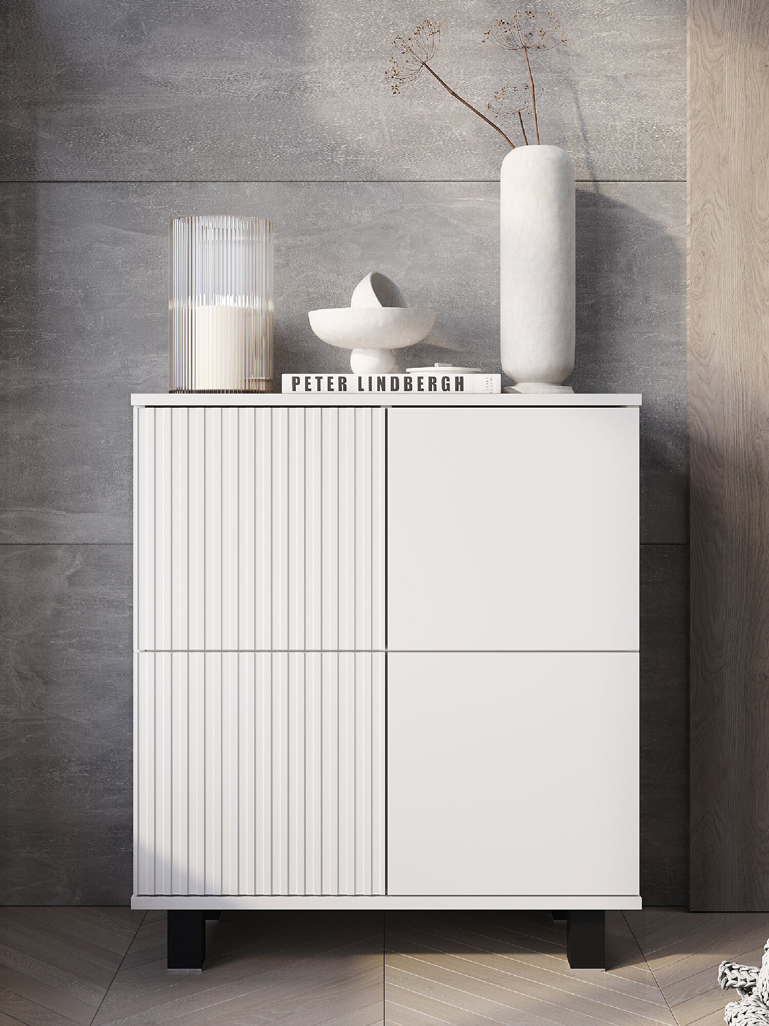 Комод для одежды в прихожую белый на ножках "Жаклин", 73х34х84 см