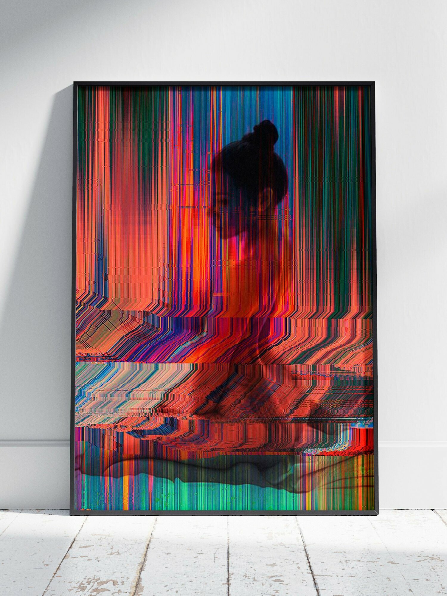 Плакат на стену для интерьера Цифровой Арт и Вапорвейв (Смещения RGB и Искажения 2) - Постер по неону формата A4 (21x30 см)