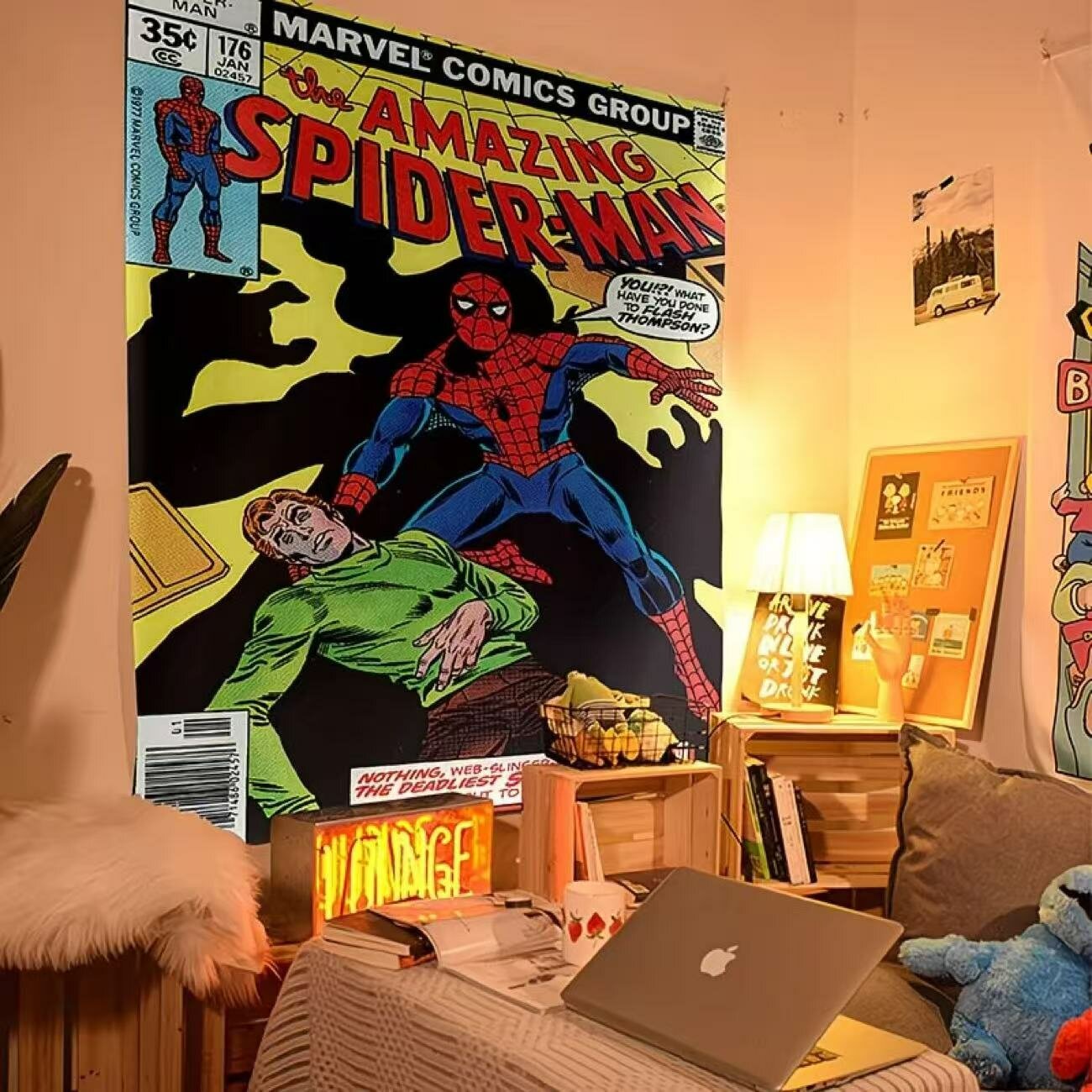 Брезентовый подвесной коврик Marvel с изображением Человека-паука, Настенный декор для детской комнаты, мультяшный Человек-паук, фоновая ткань, гобелен, домашний Настенный декор, P3, 200x150cm