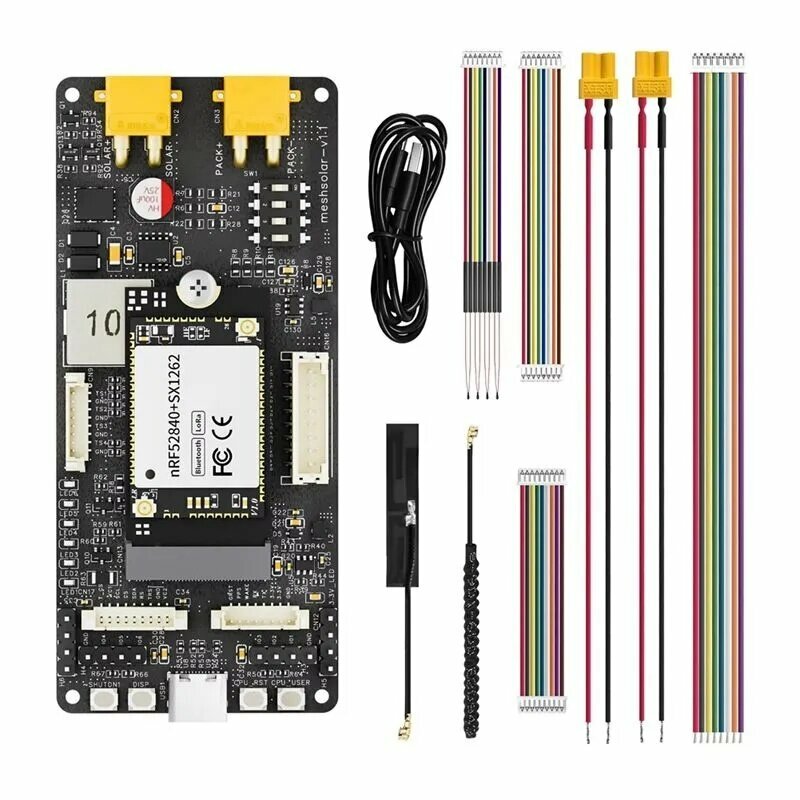 Meshtastic MeshSolar Li-Ion Плата 1-4 Ячейки 18-24В Солнечная DC/MPPT/USB PD3.0 Зарядка 10км BLE LoRa NRF52480+SX1262