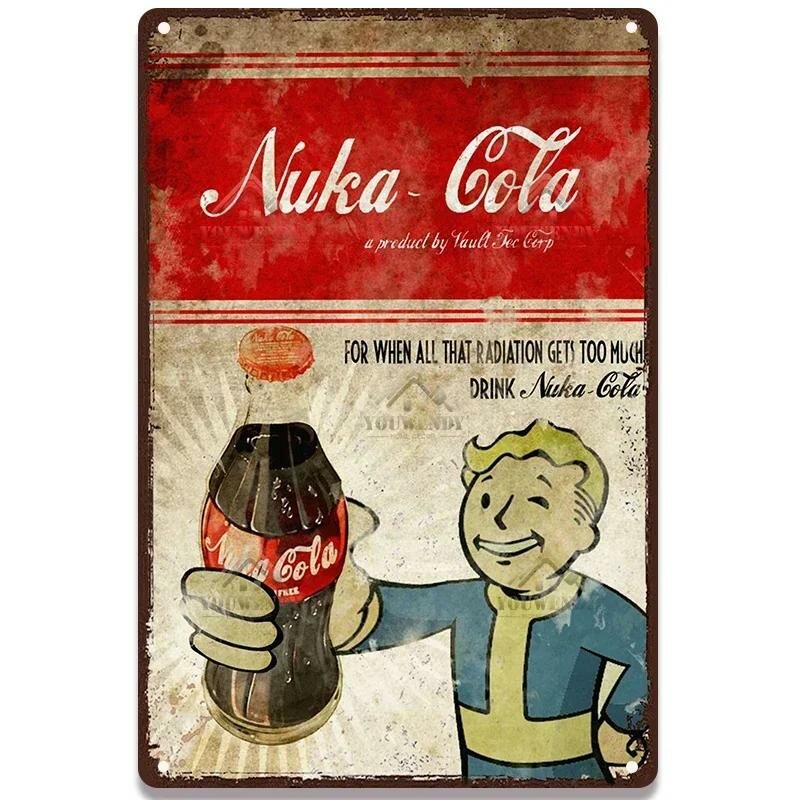 Винтажный металлический постер Nuka Cola бары клубы мужские зоны декор