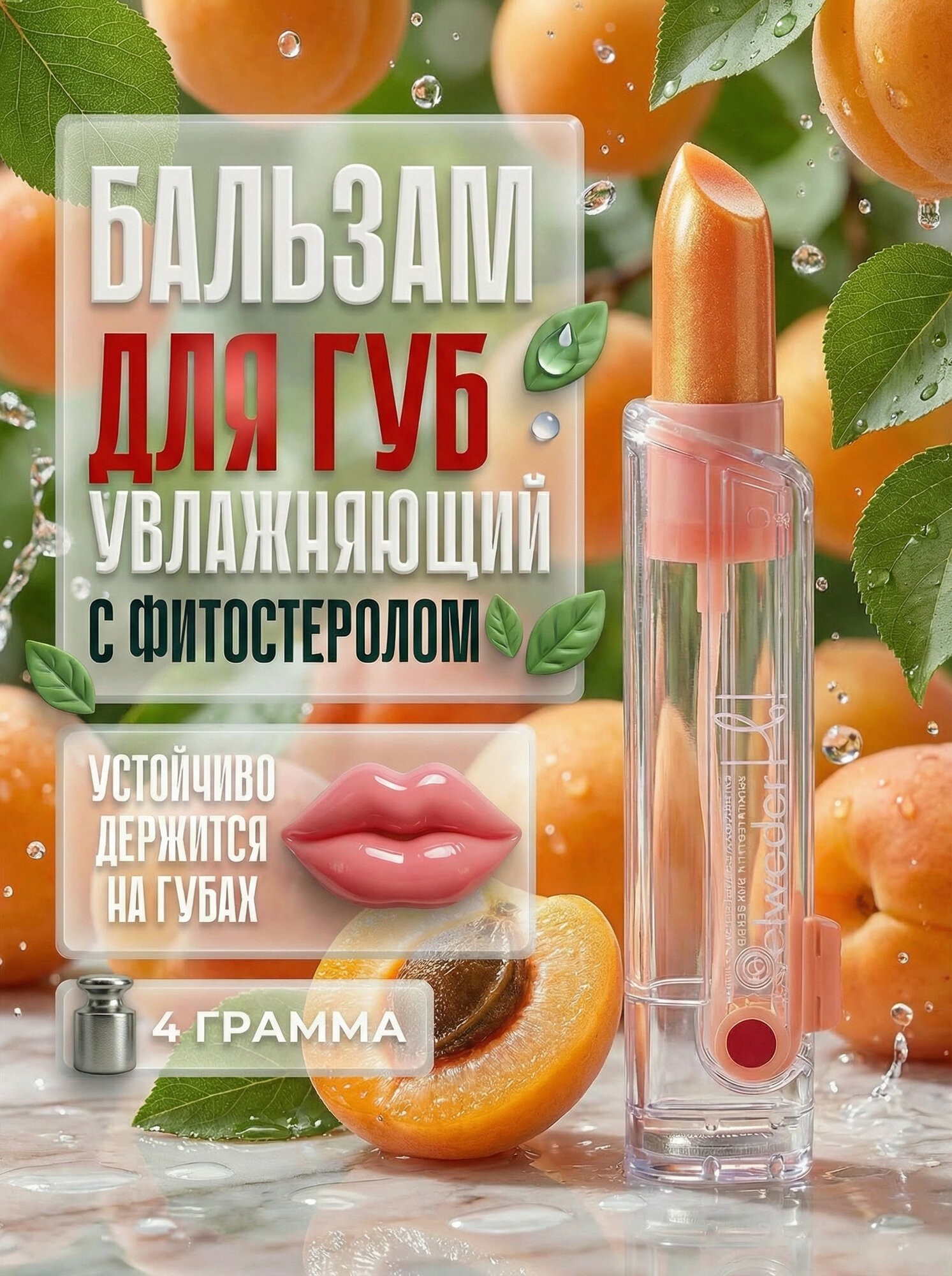 BELWEDER Бальзам для губ с фитостеролом расцветающий абрикос, 1 шт