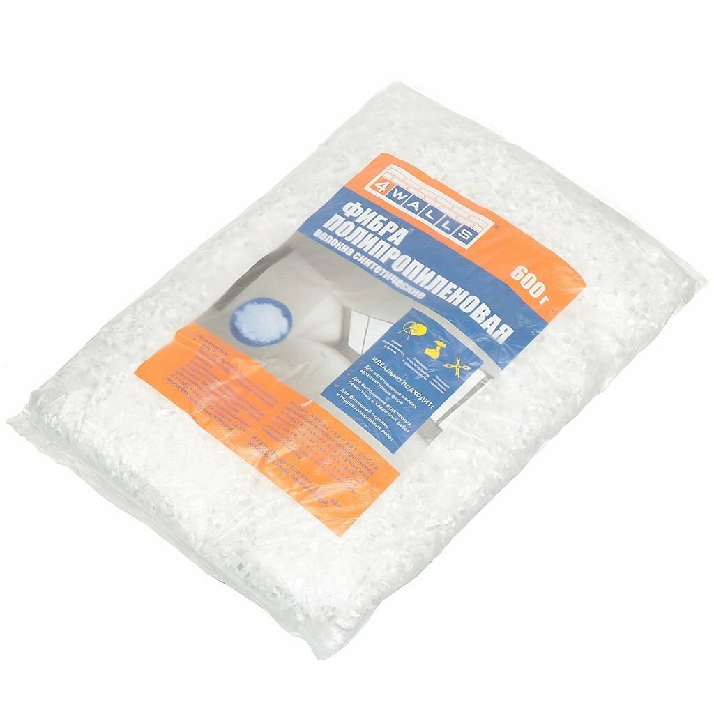 Фиброволокно 4WALLS полипропиленовое 18 мм, 0.6 кг, артикул FBV003V для строительных смесей и бетона