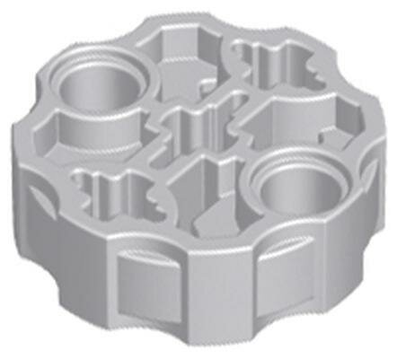 Деталь Lego 98585 Technic, Axle Connector Block Round with 2 Pin Holes and 3 Axle Holes (Hero Factory Weapon Barrel)