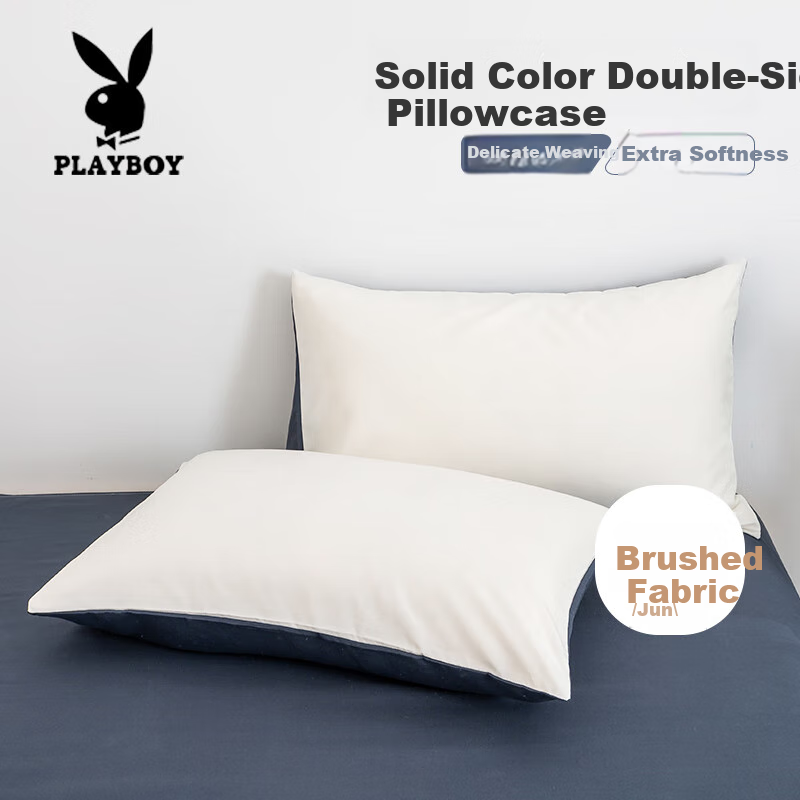 PLAYBOY Свободная подушка для взрослых 48x74 см однотонная бархатистая ткань белый синий серый пара Цвет：Однотонная