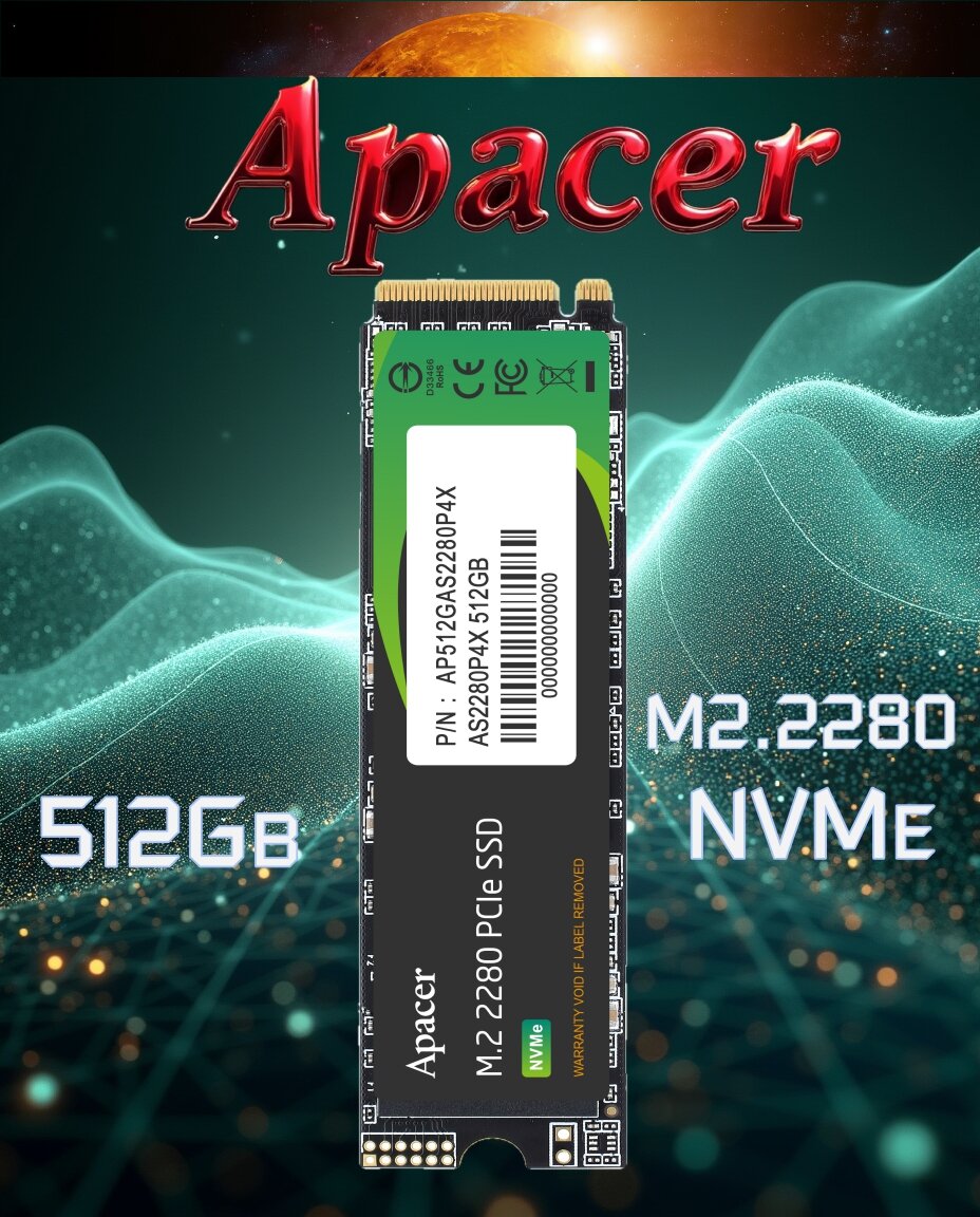 SSD накопитель внутренний Apacer AP512GAS2280P4-1, 512GB, M.2, TLC 3D, PCI-E, 3.0